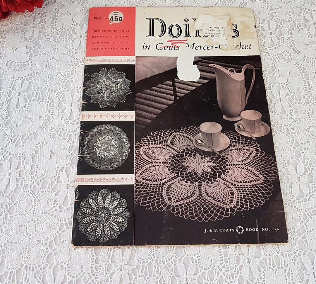 Vintage 1970s Doilies in Coats Mercer Crochet Book No 525, 10 Crochet ...