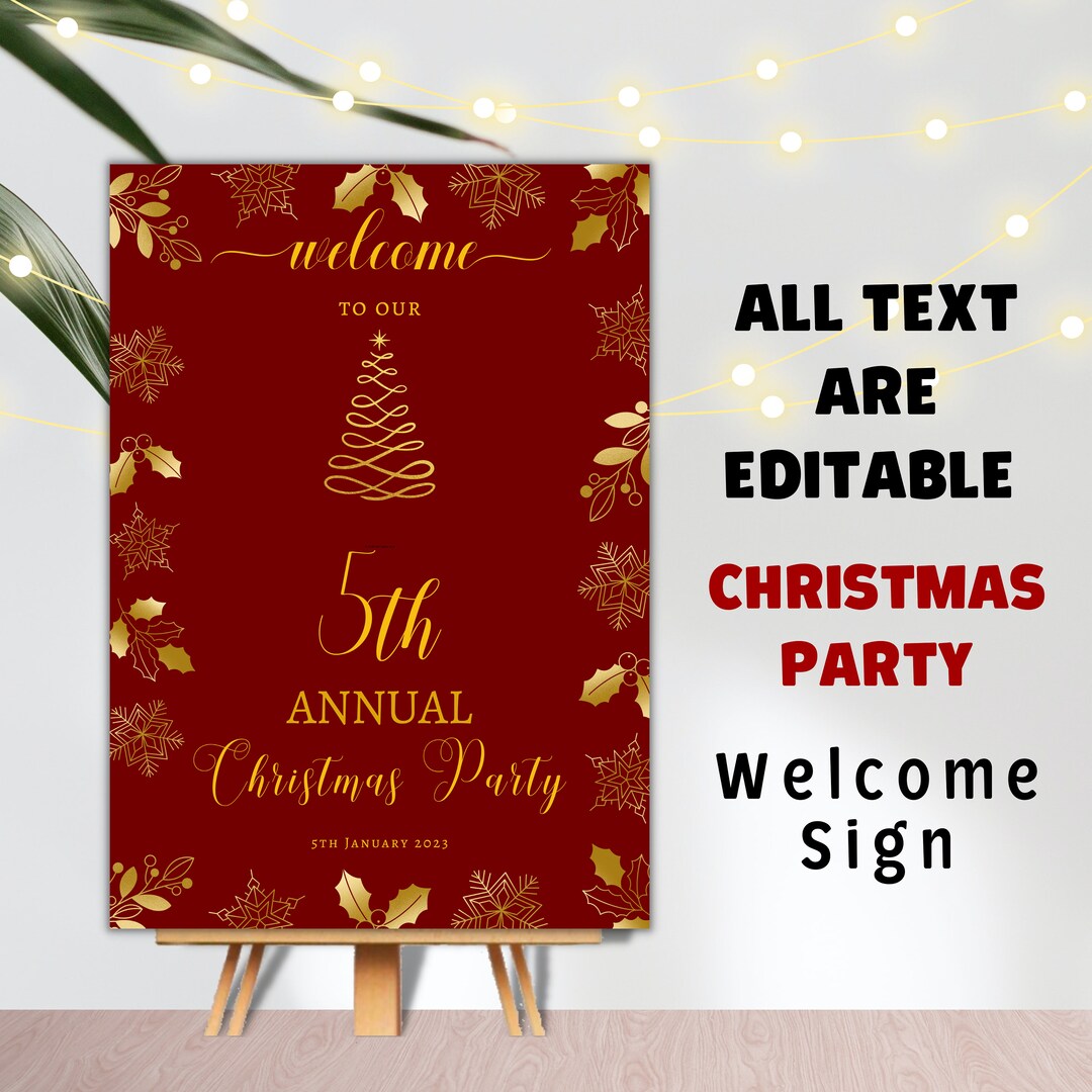 Red Gold Graduation Party Welcome Sign, Editable Printable Welcome Sign ...
