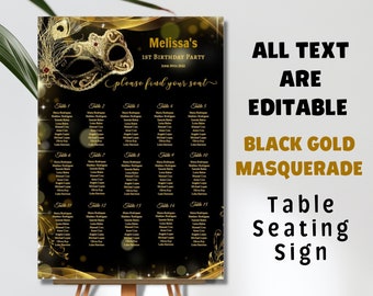 Masquerade Table Seating Chart - Etsy