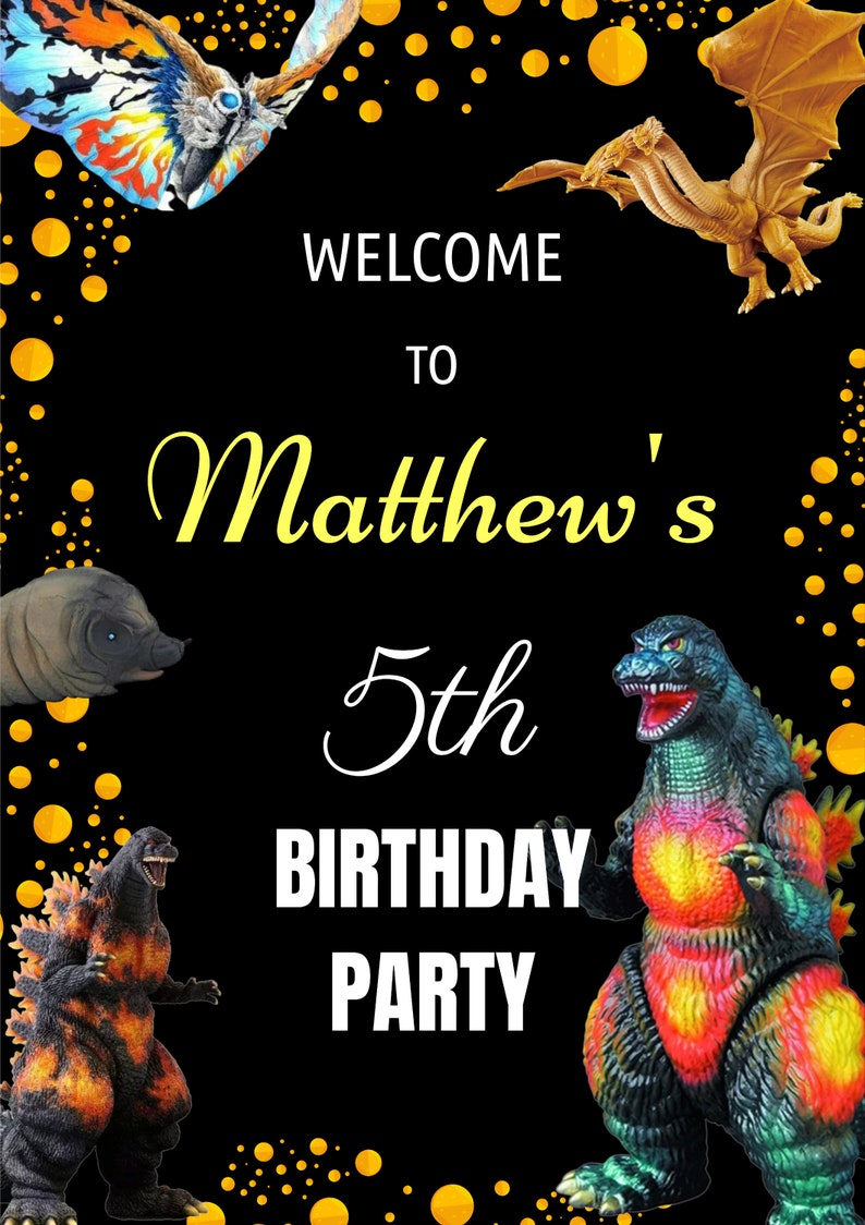 Godzilla Theme Birthday Party Welcome Sign Editable Printable - Etsy