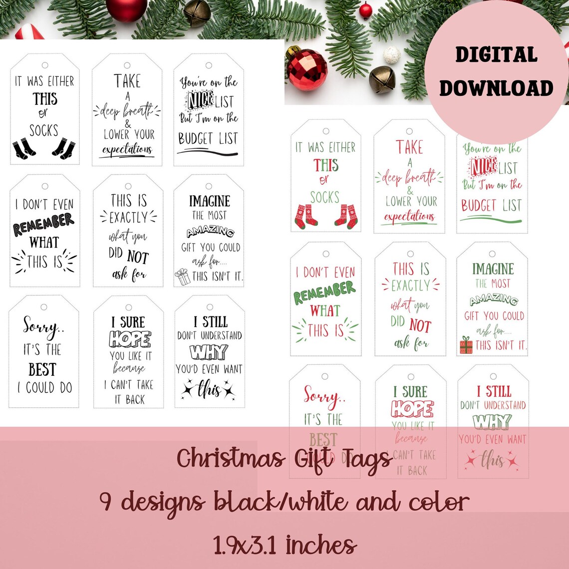 Funny Christmas Gift Tags, Printable Christmas Gift Tags - Etsy