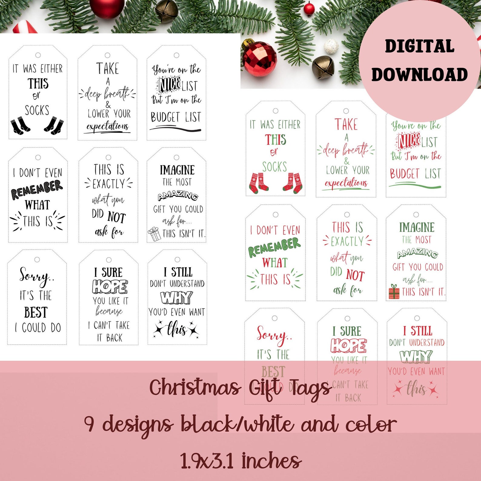 Funny Christmas Gift Tags, Printable Christmas Gift Tags - Etsy