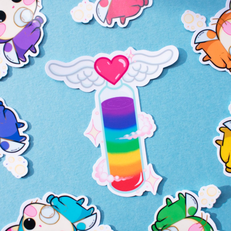 Rainbow Love Meter Sticker Hamtaro - Etsy