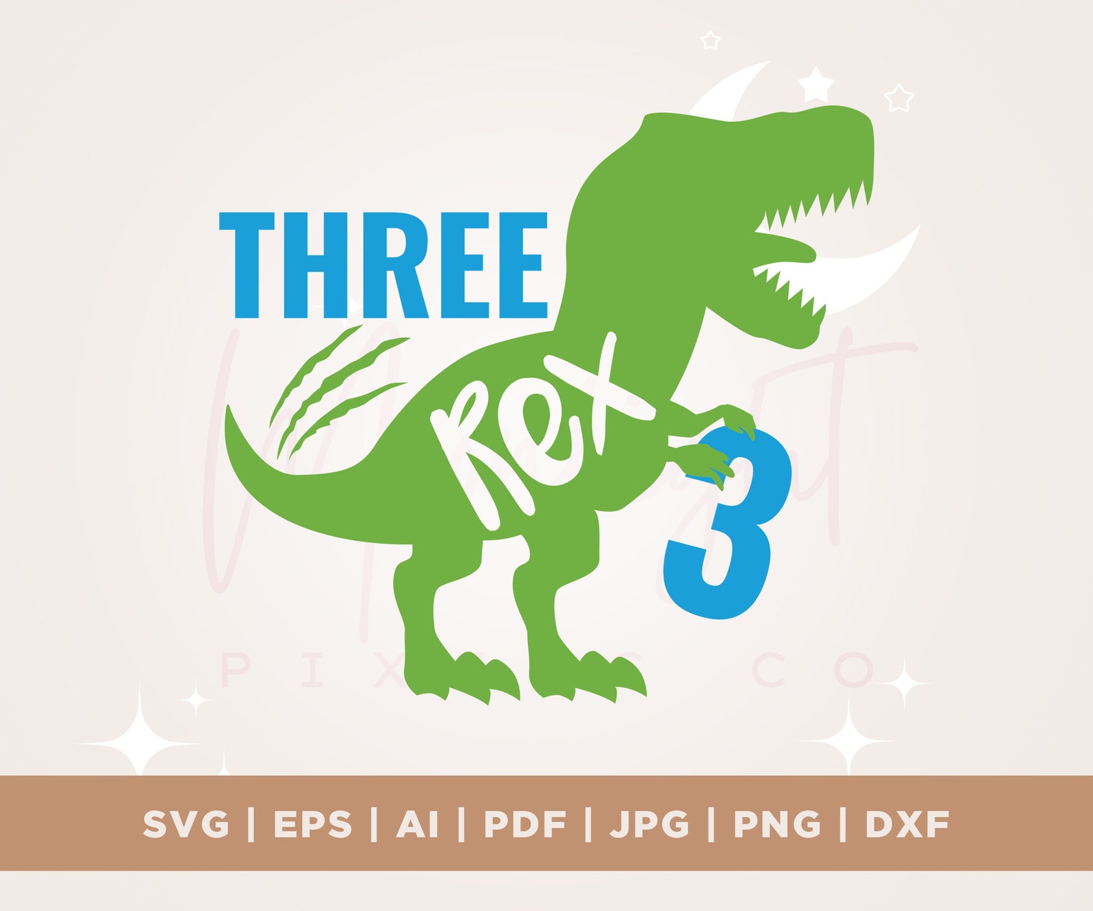 3 Rex Svg, Three Rex Svg, Birthday Svg, 3rd Birthday Svg, Birthday Cut ...