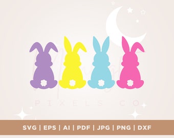 Easter Peeps Clipart Set Basic PNG and SVG Candy Marshmallow Bunnies ...