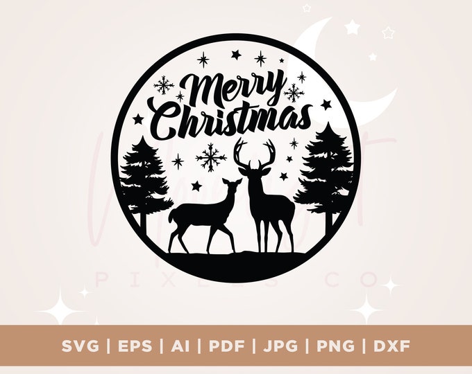 Winter Deer Scene SVG Cut File for Cricut, Snowy Forest Svg, Magical ...