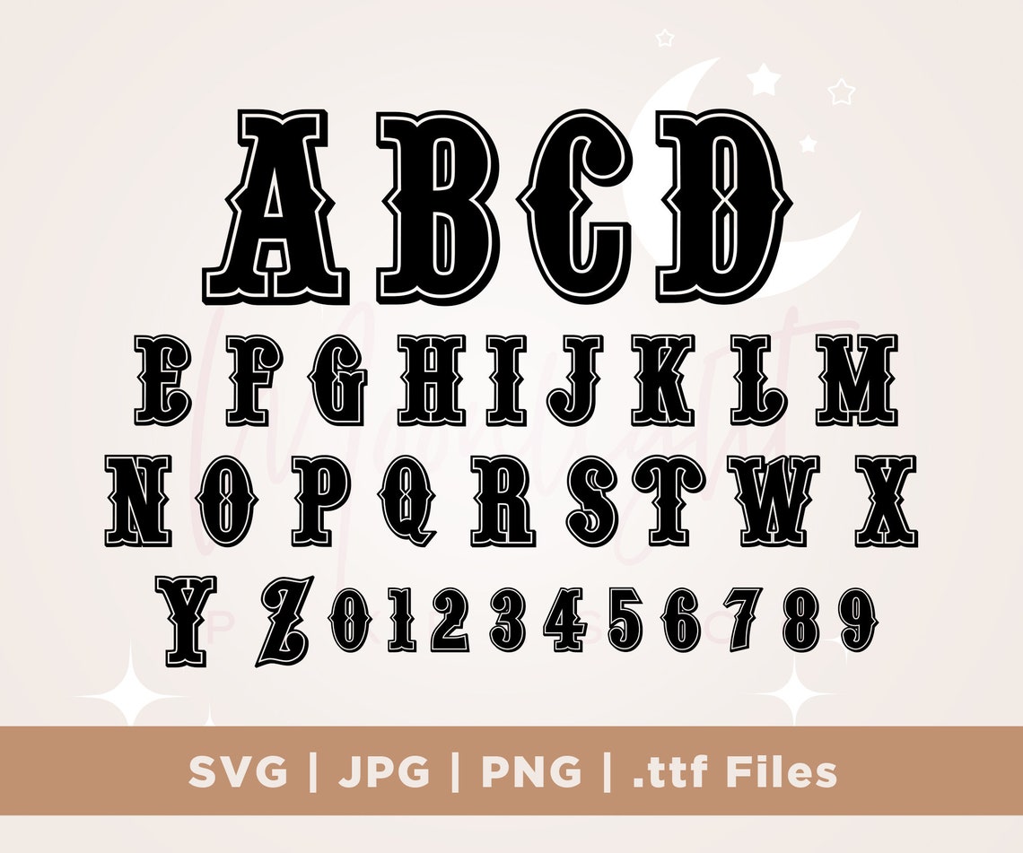 WESTERN FONT SVG, Western Alphabet Svg, Western Letters and Numbers Svg ...