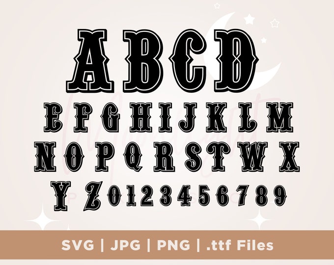 WESTERN FONT SVG, Western Alphabet, Western Letters and Numbers Svg for ...