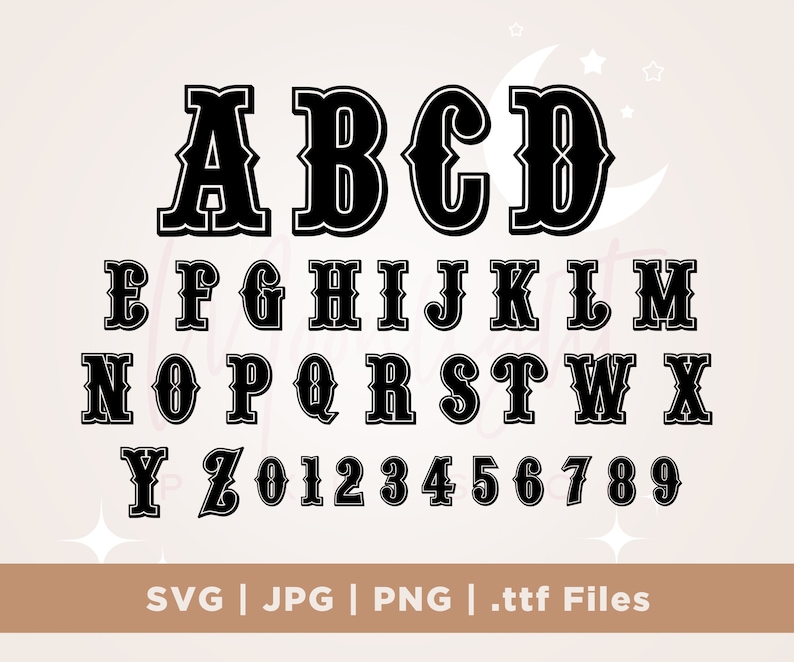 WESTERN FONT SVG, Western Alphabet Svg, Western Letters and Numbers Svg ...