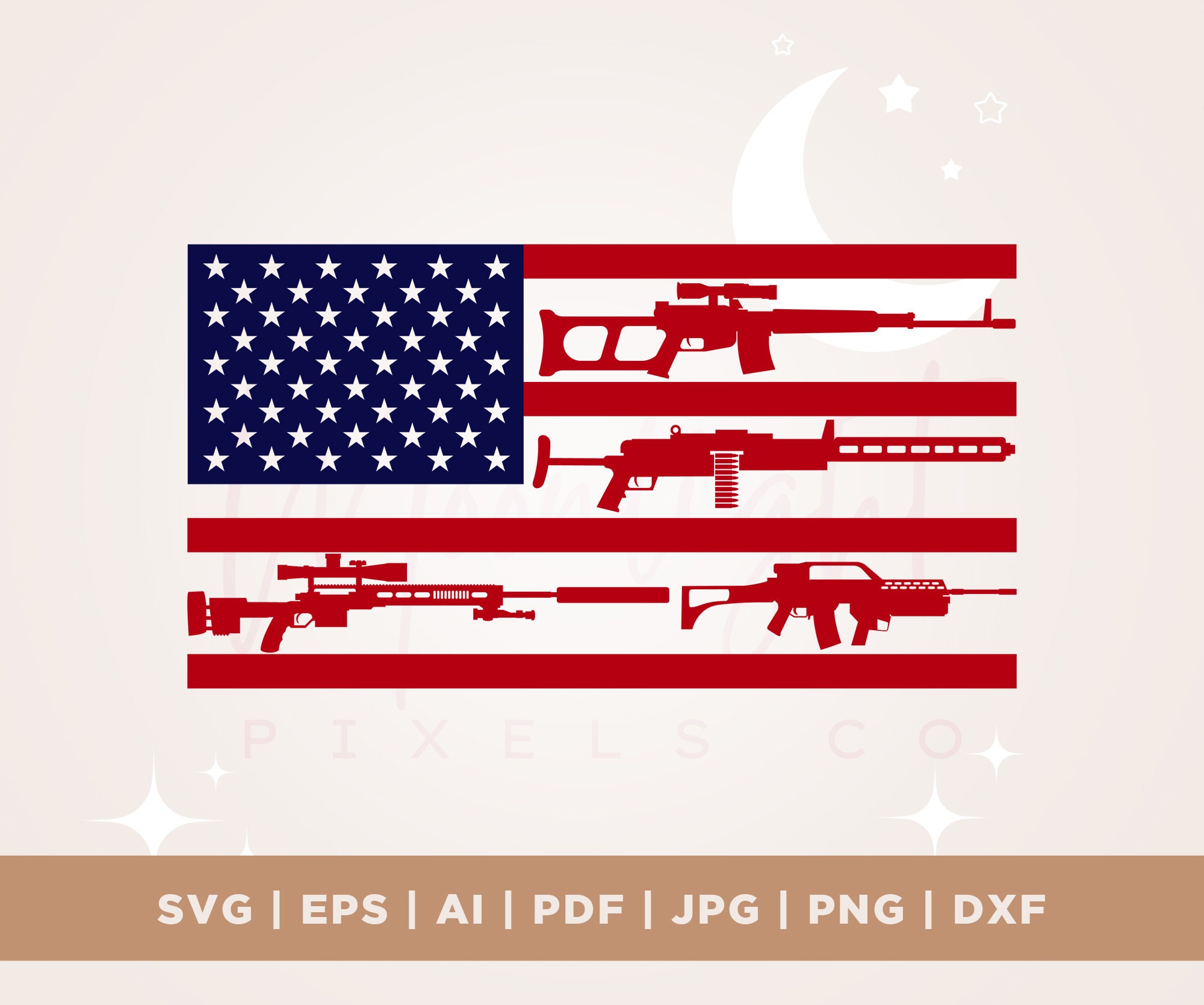 American Gun Flag Svg, Rifle Flag Svg, Guns Svg, 2nd Amendment Svg ...