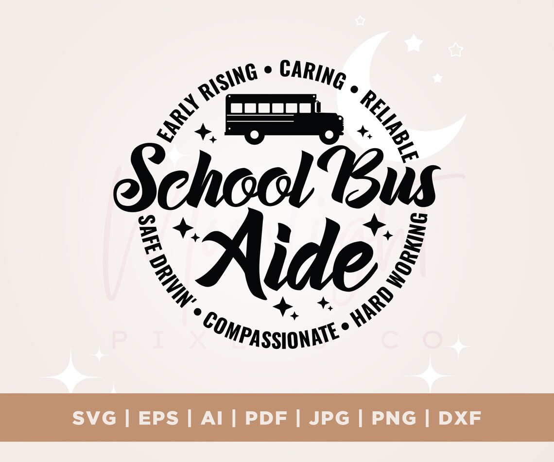 School Bus Aide SVG, School Bus Saying SVG Quote, Cricut, Png, Svg ...