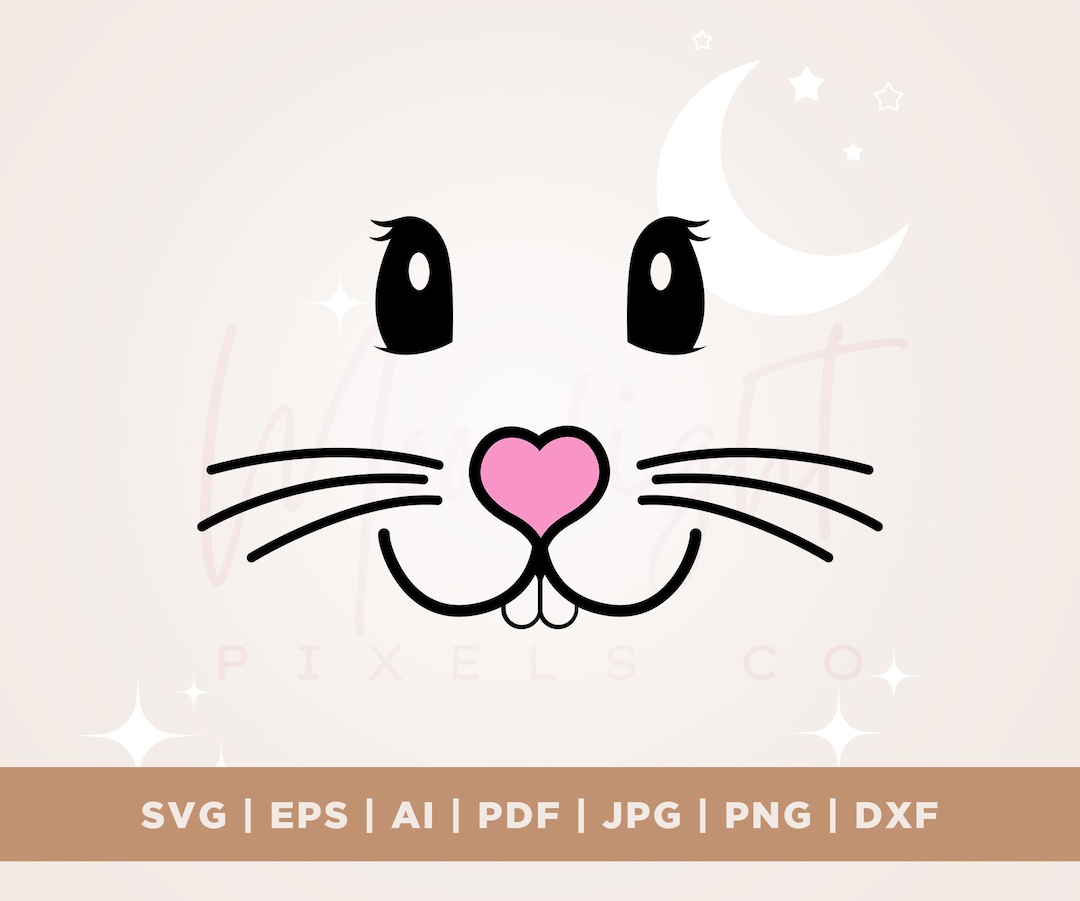 Bunny Face Svg, Easter Svg, Cute Easter Svg, Cute Bunny Face Svg, Bunny ...