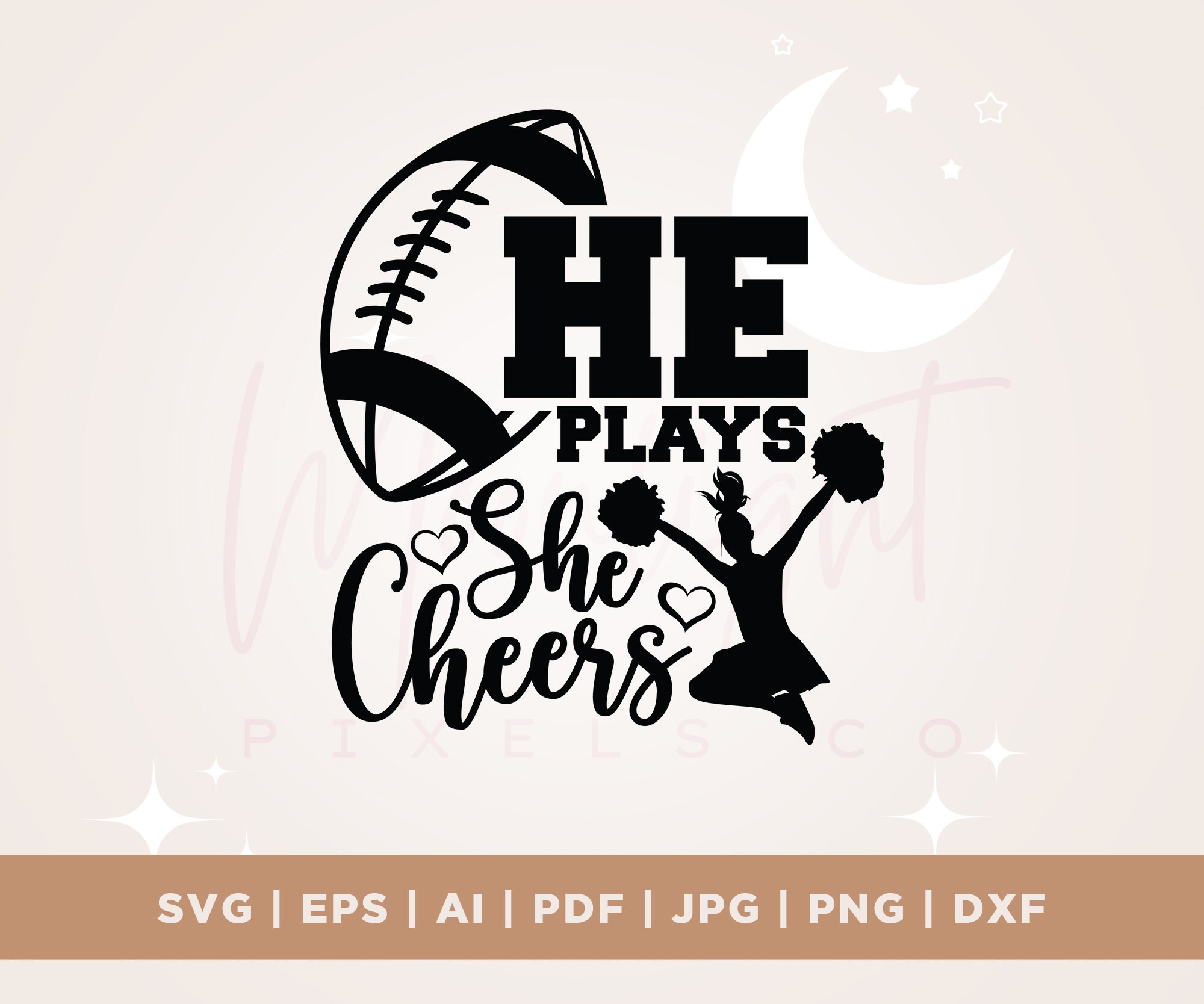 He Plays She Cheers Svg, Cheerleader Svg, Football Svg, Sports Svg ...