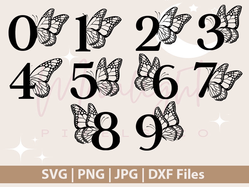 Butterfly Alphabets Bundle SVG Butterfly Numbers Trendy Jpg/dxf/png Cut ...