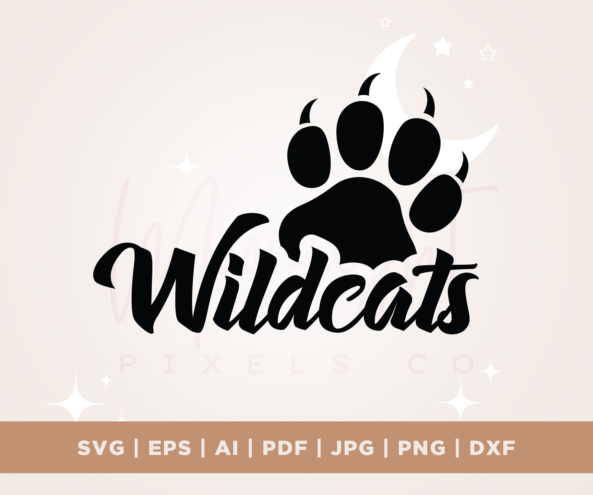 Wildcats in Paw Print Svg, T-shirts, Svg Design, Wildcats Svg, Paw ...