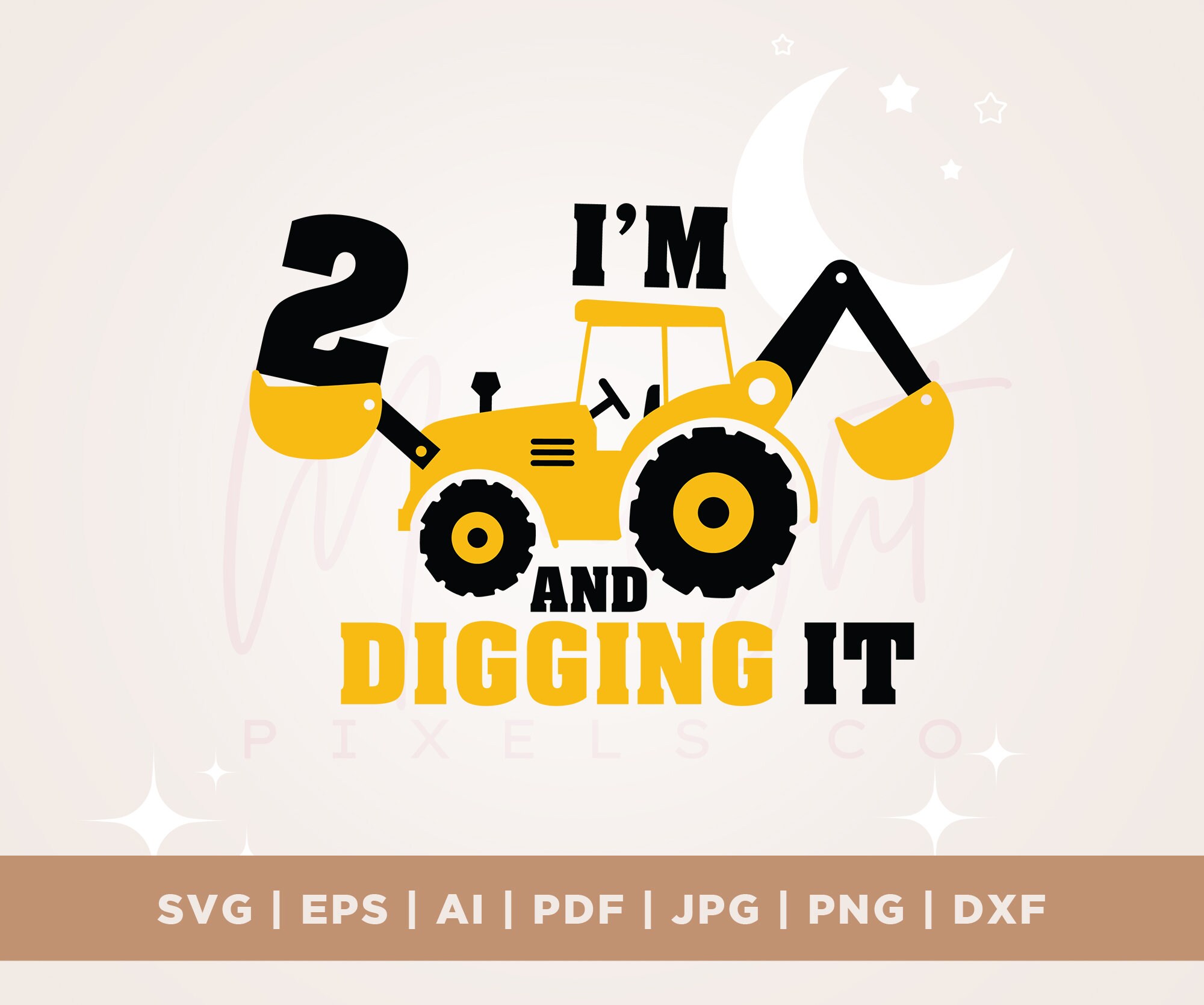 I'm 2 and Digging It Svg, Construction Svg, Second Birthday Svg ...