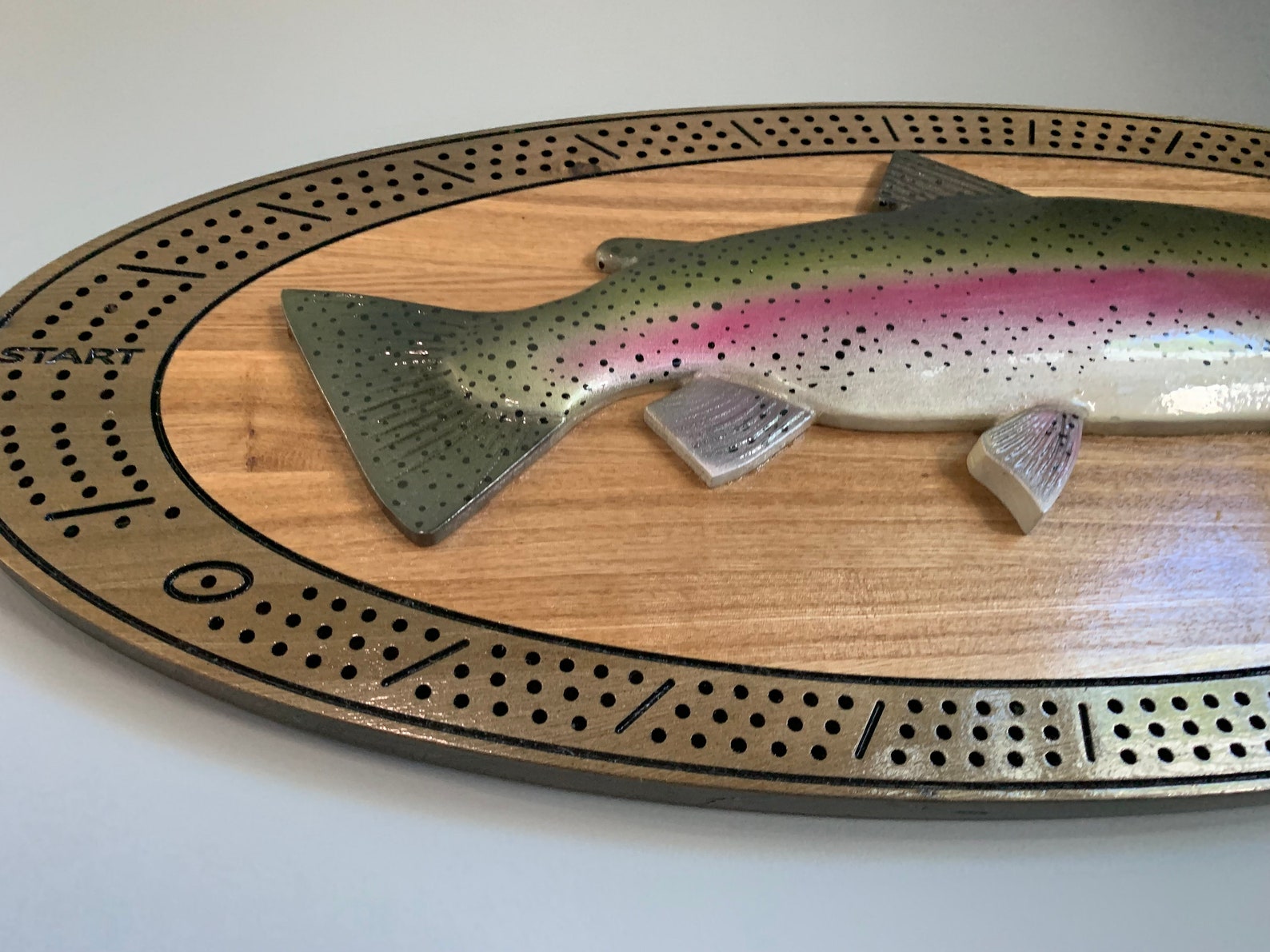 Fish Cribbage Board, Carved Wood Rainbow Trout / Steelhead - Etsy