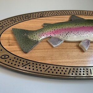 Fish Cribbage Board, Carved Wood Rainbow Trout / Steelhead - Etsy