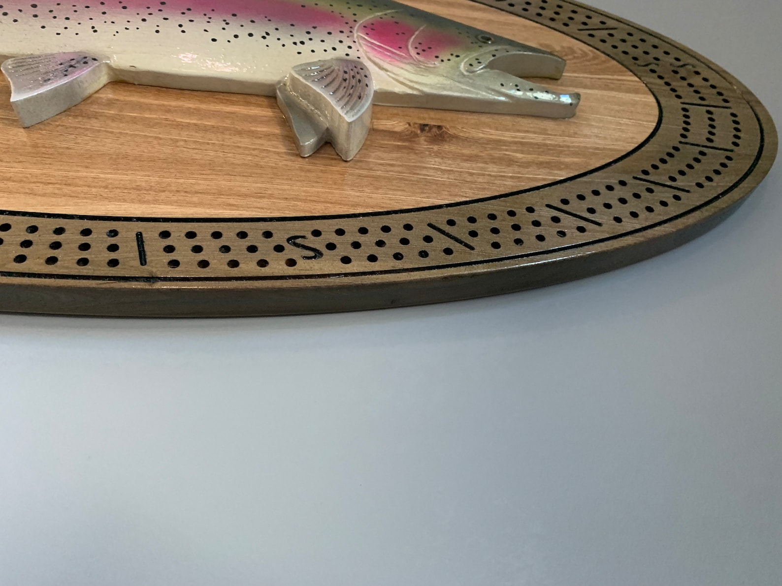 Fish Cribbage Board, Carved Wood Rainbow Trout / Steelhead - Etsy