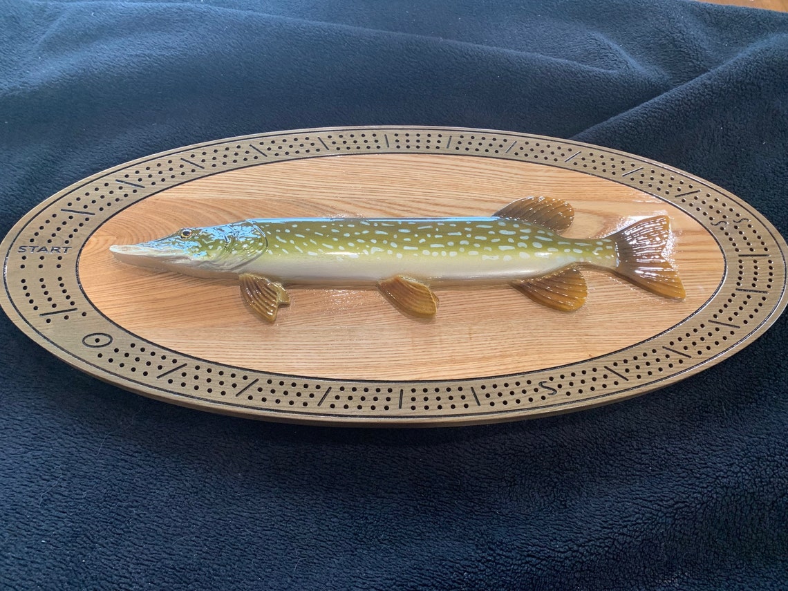 Fish Cribbage Board, Carved Wood Northern Pike - Etsy