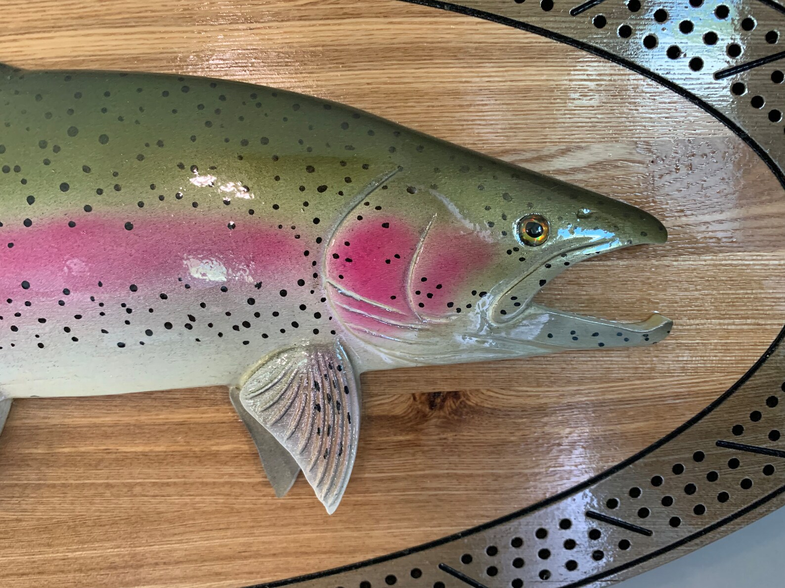 Fish Cribbage Board, Carved Wood Rainbow Trout / Steelhead - Etsy