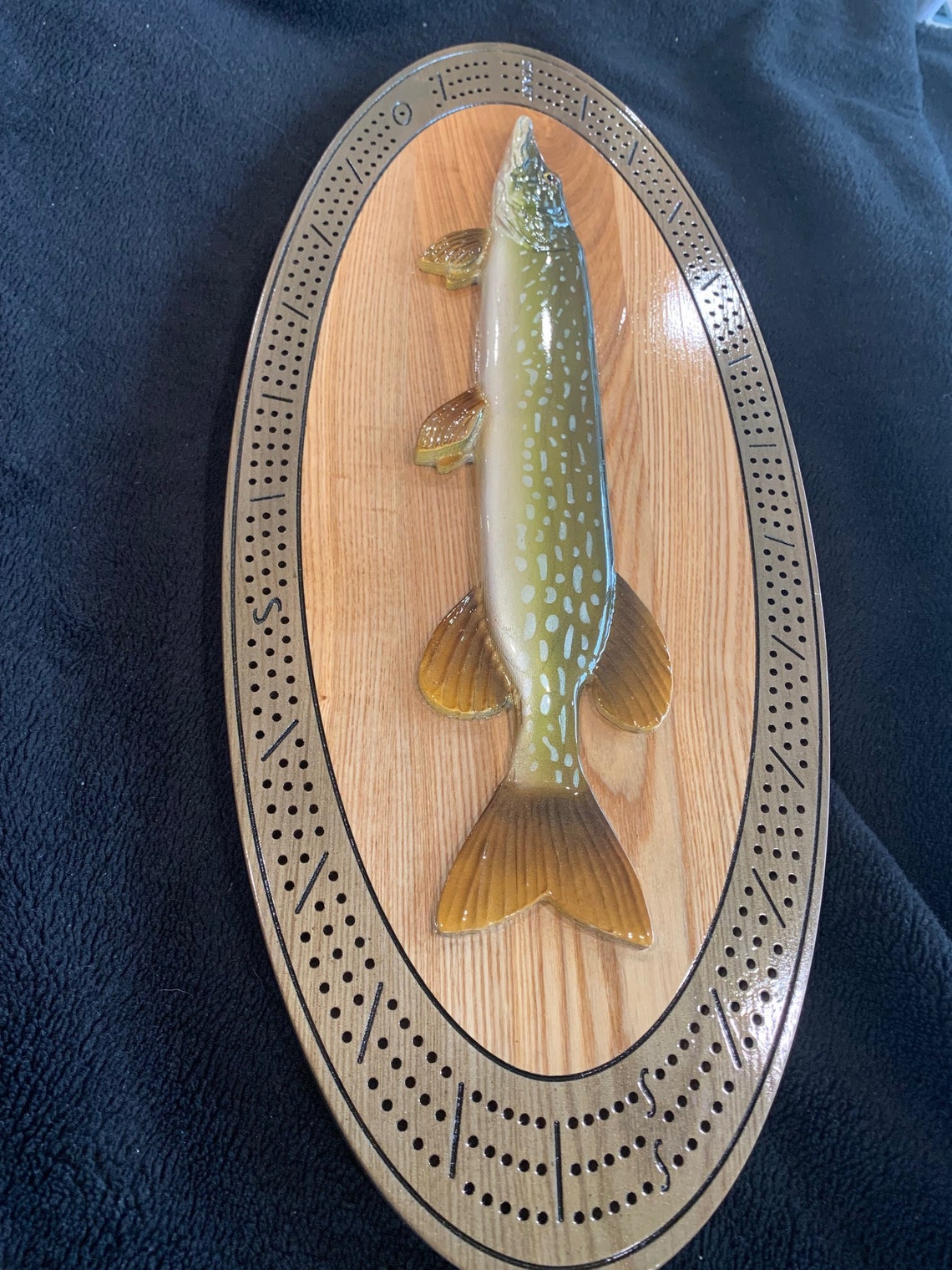 Fish Cribbage Board, Carved Wood Northern Pike - Etsy