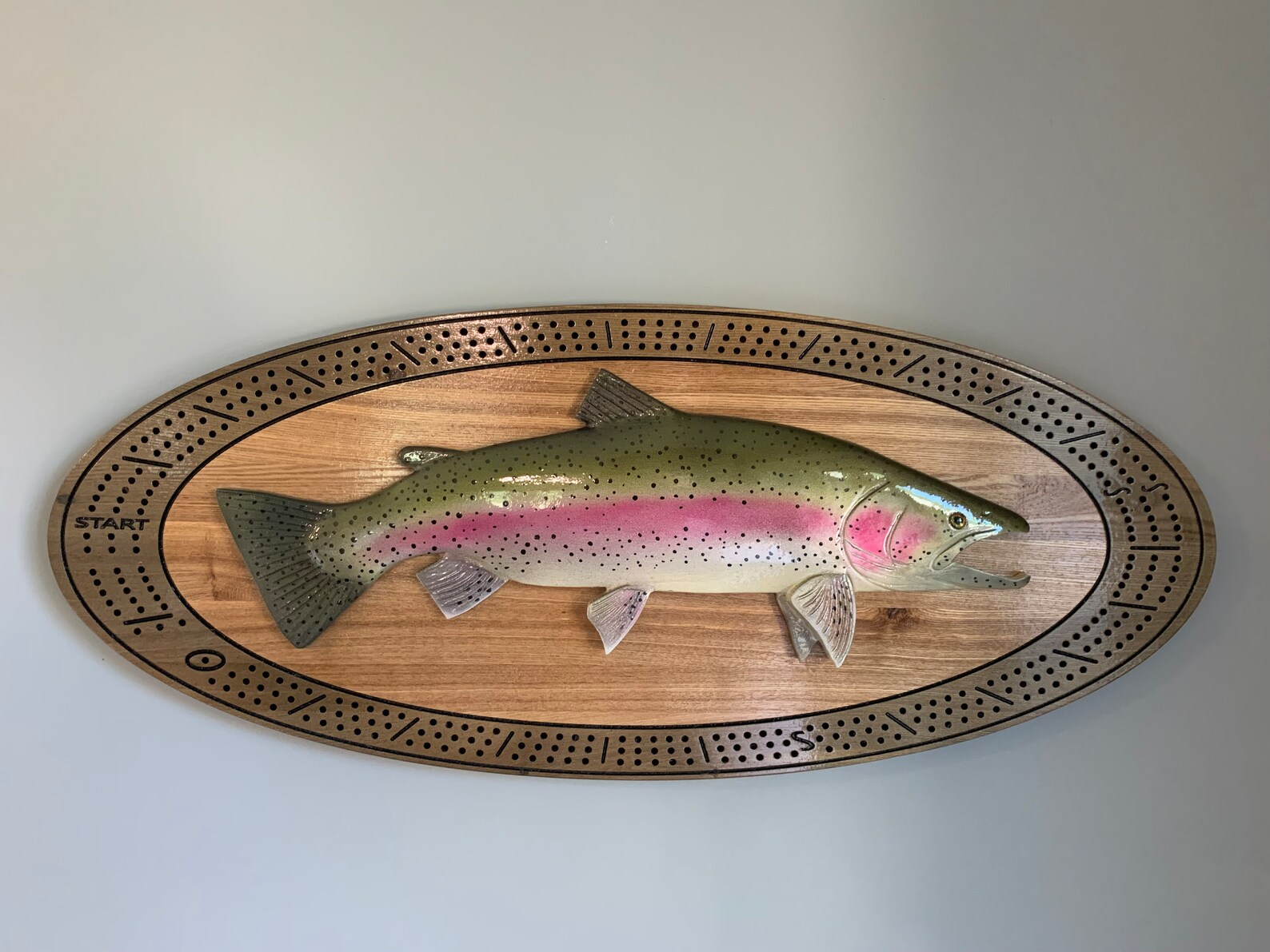 Fish Cribbage Board, Carved Wood Rainbow Trout / Steelhead - Etsy