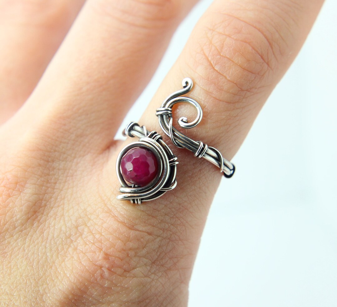 Red Jade Ring 'forest' - Sterling Silver Ring - Boho Ring - Gemstone ...