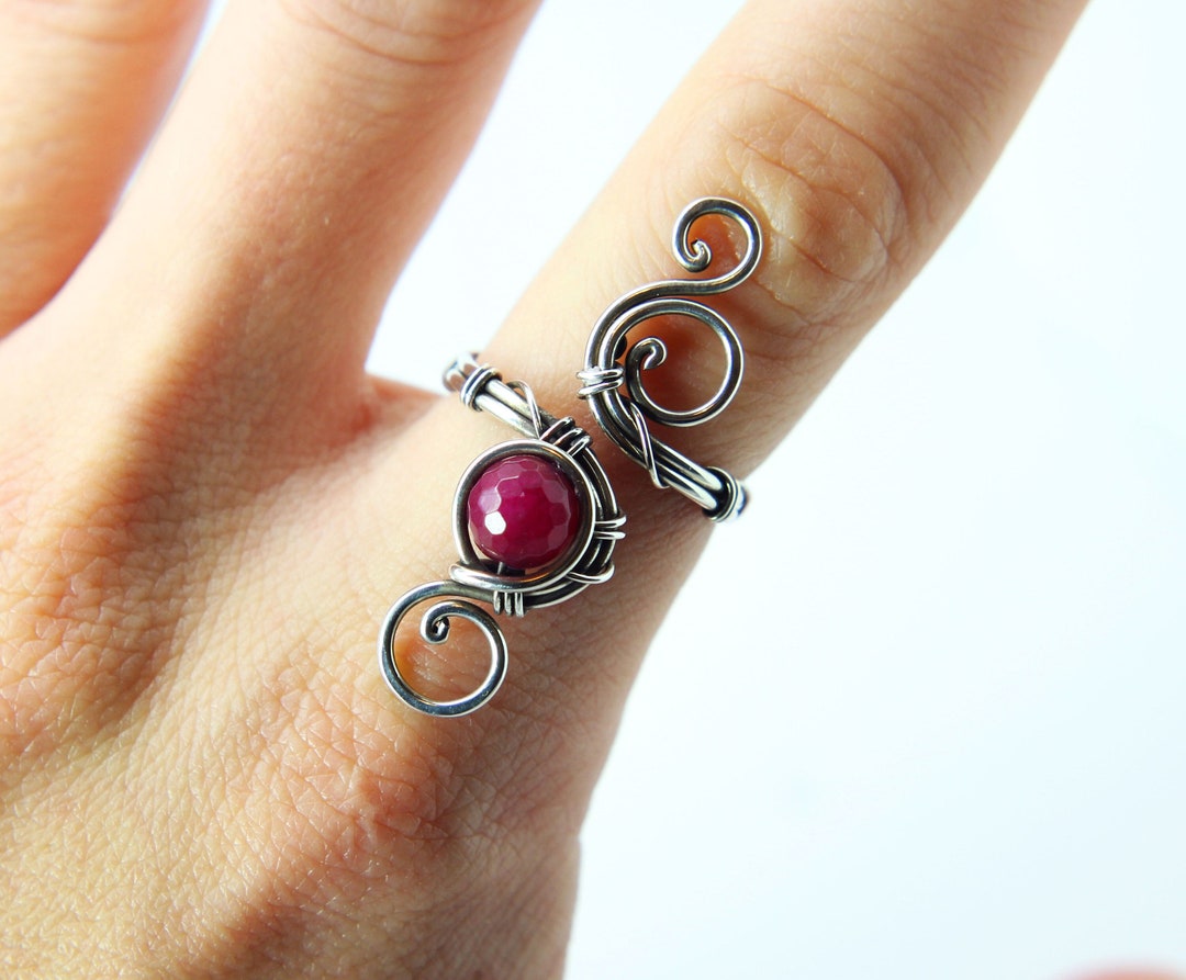 Red Jade Ring 'serenity' - Sterling Silver Ring - Boho Ring - Gemstone ...