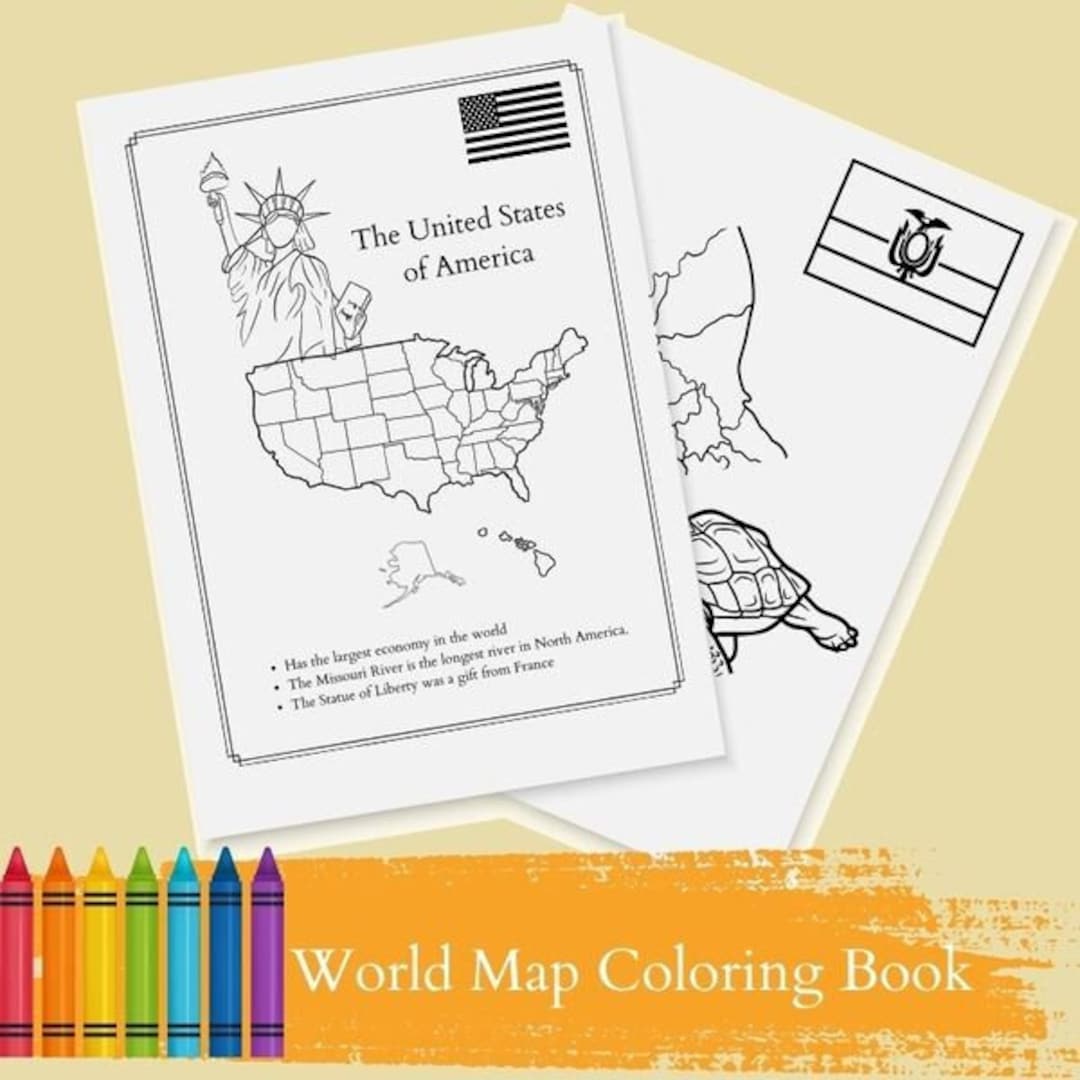 The World Map Coloring Book With Facts - Etsy Australia
