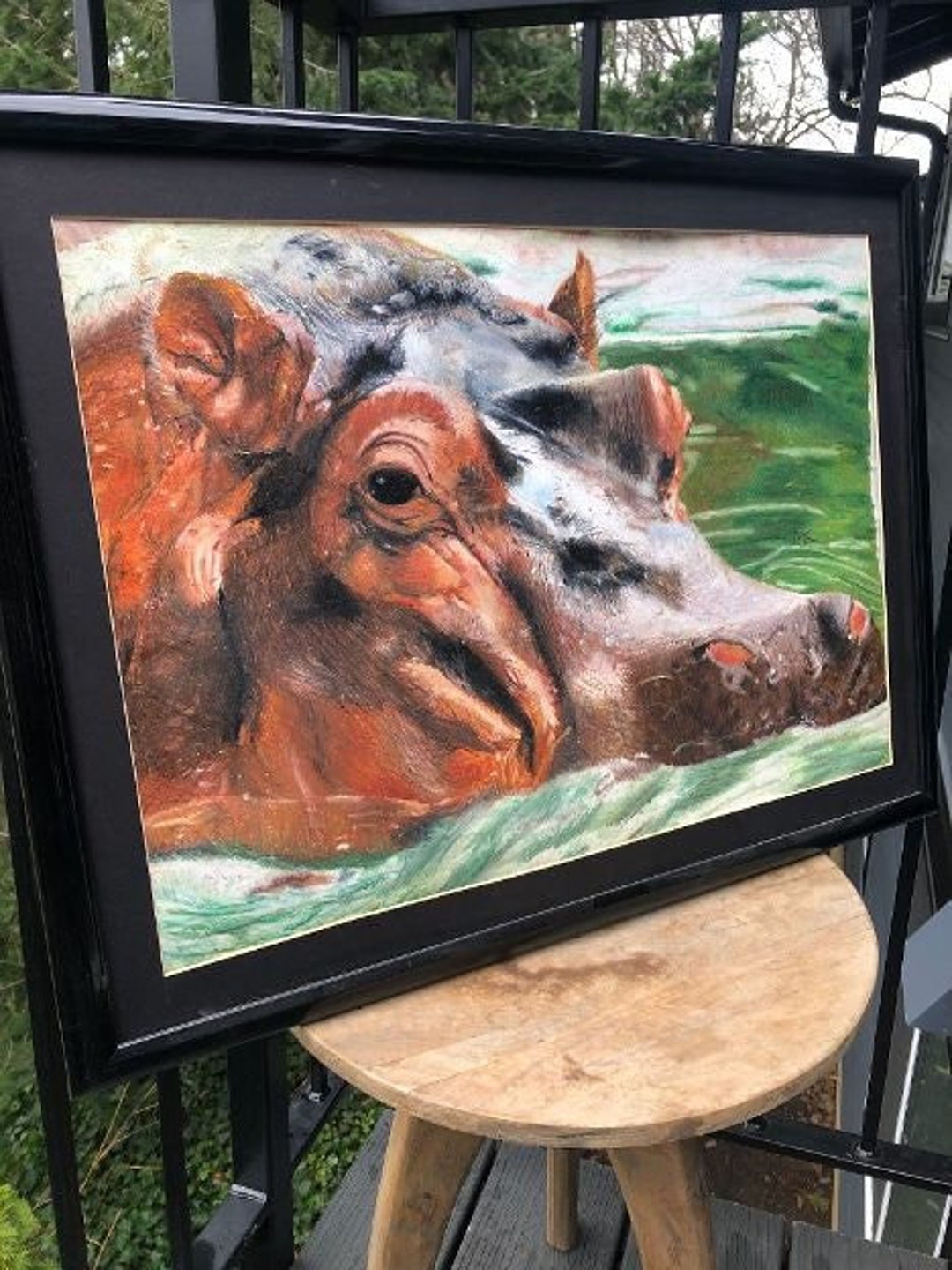 Hippopotamus Oil Pastel - Etsy