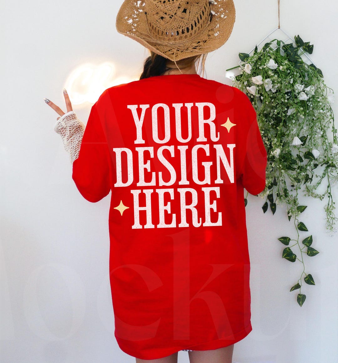 Gildan 64000 Red Back of T Shirt Mockup, G640 Red Back of T-shirt Mock ...