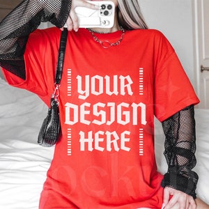 Gildan 5000 Red Tshirt Mockup G500 Red T-shirt Mockup Grunge Mockup ...