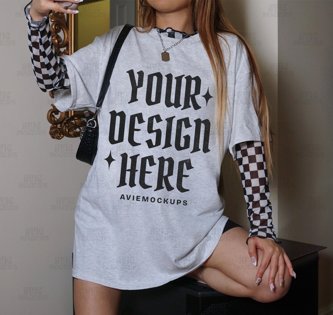 Gildan 5000 Mockup Ash Gray Oversized Mockup - Ash Grey Tshirt Mockup ...