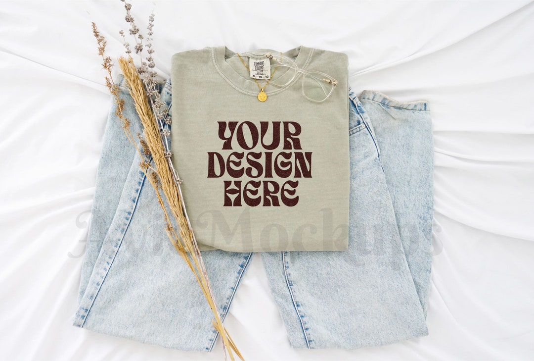 Comfort Colors 1717 Sandstone Mockup - Lay Flat Mockup - Folded Mockup ...