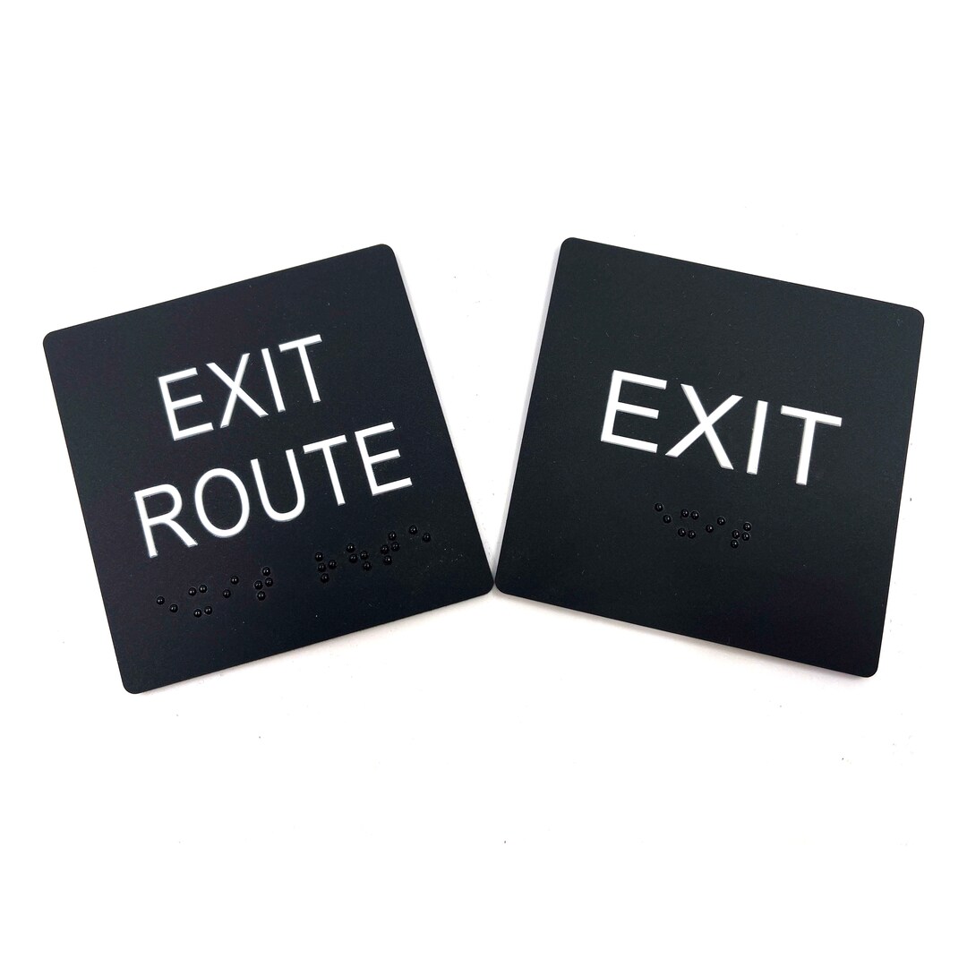 Exit and Exit Route Signs With Braille and Tactile - ADA Compliant in ...