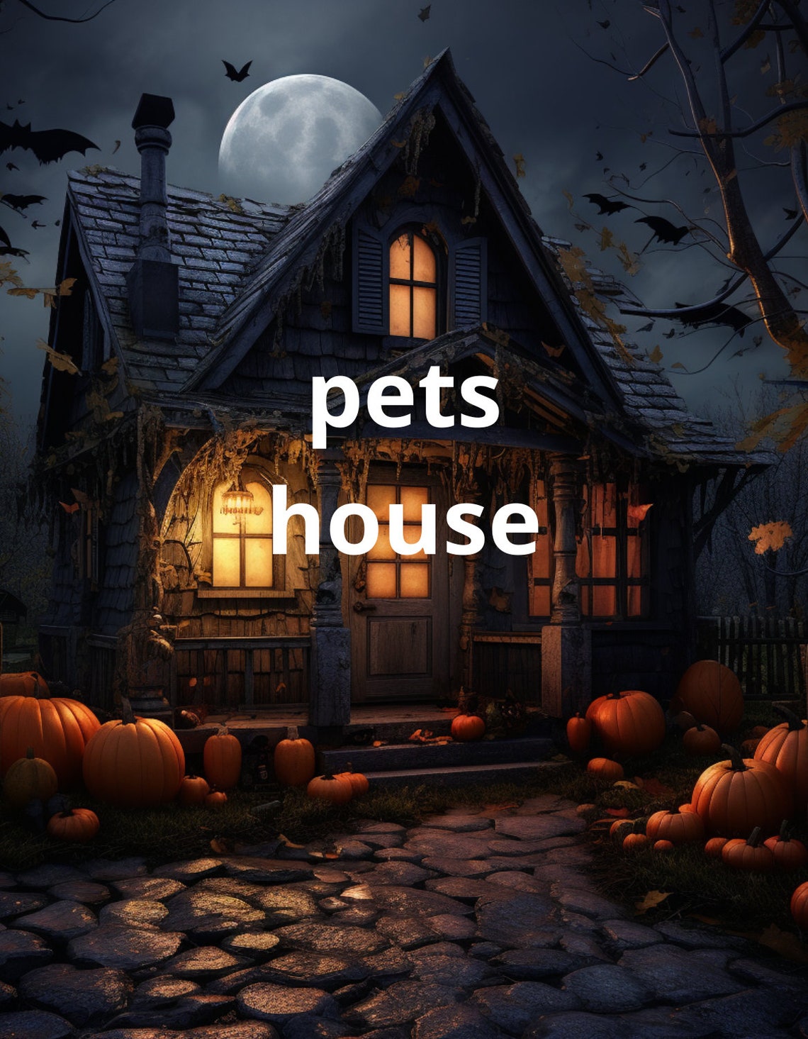 8 Spooky Pet House Digital Backdrop, Dog Halloween Background Bundle ...