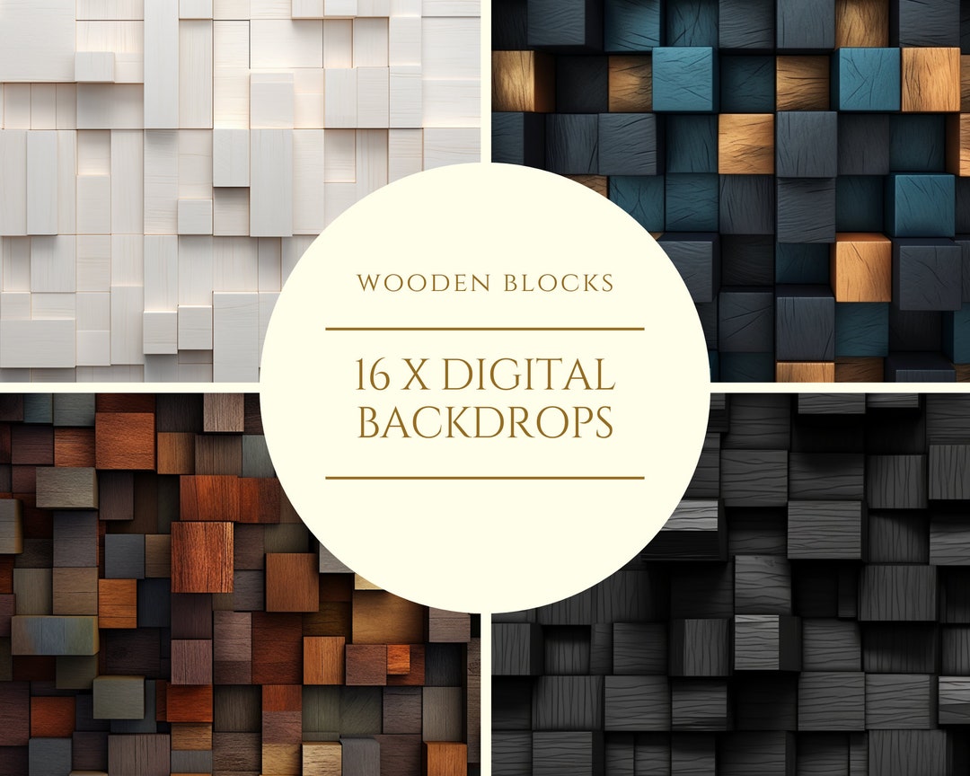 Wooden Blocks Digital Backdrop, Wood Digital Backdrop, Wood Patterns ...