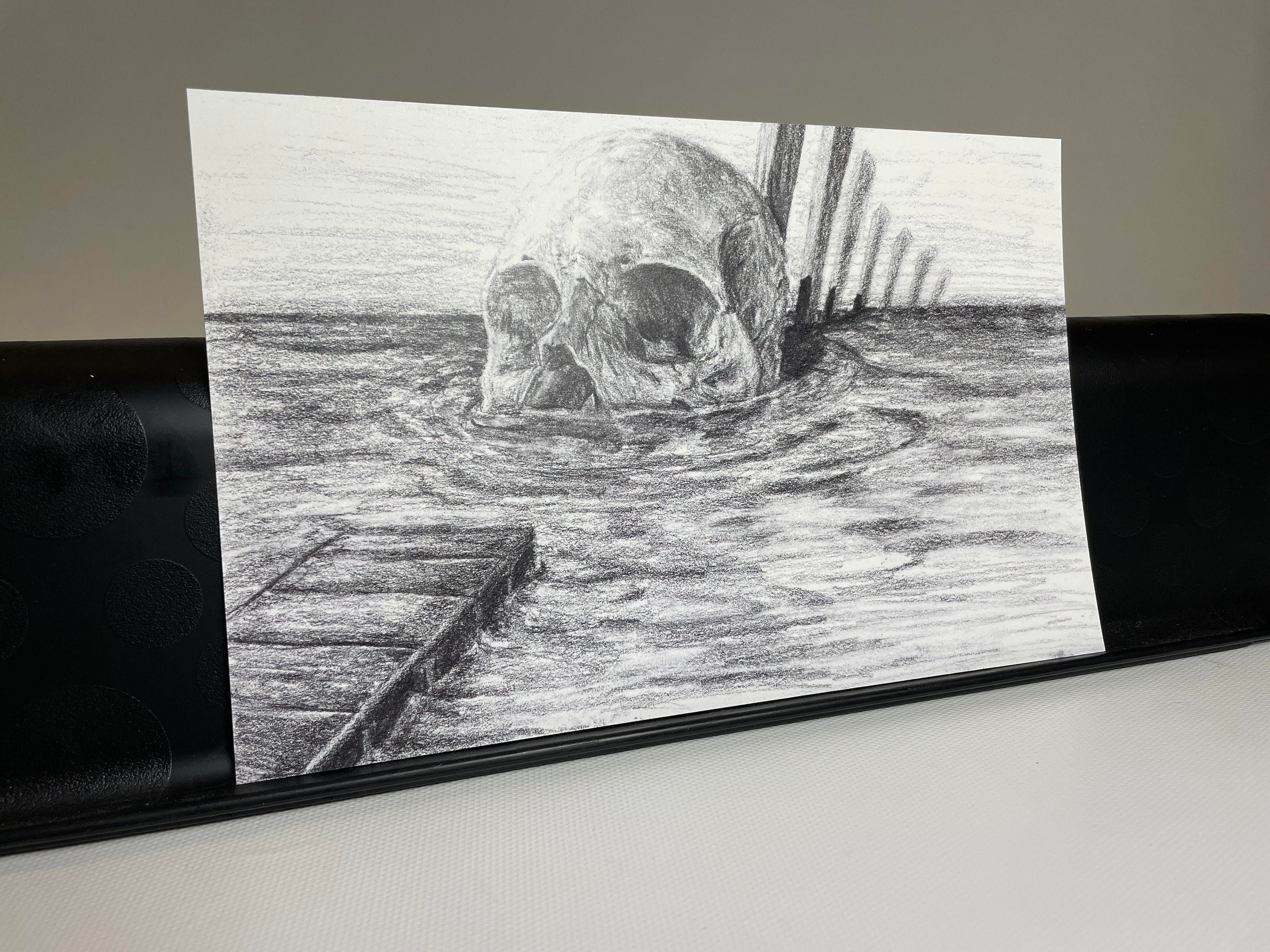 ORIGINAL Surrealistic Skull Cryptid Graphite Drawing, Hand Drawn 5.5 ...