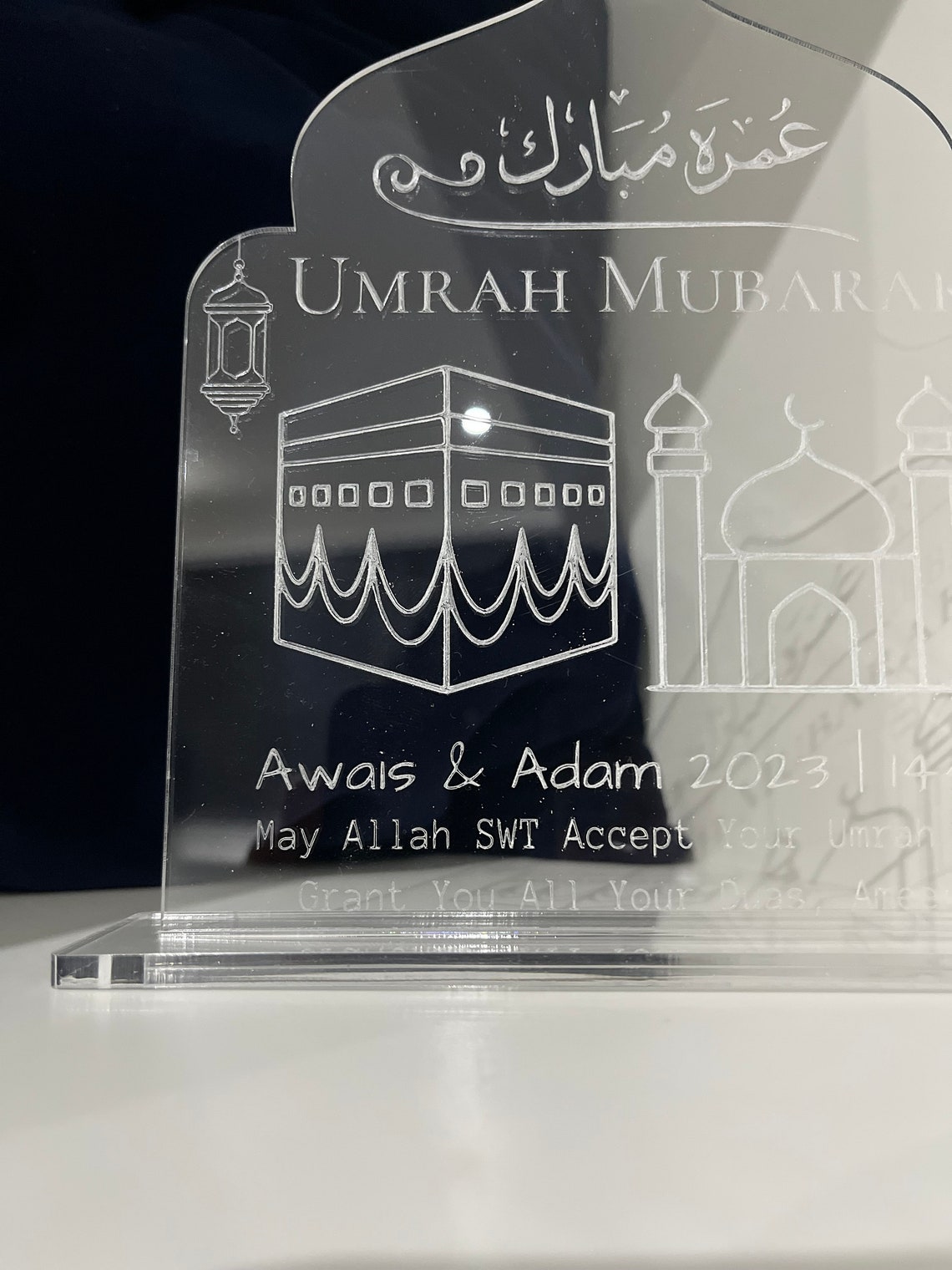 Personalised Umrah Mubarak Acrylic Gift-islamic Gifts- Custom Umrah ...