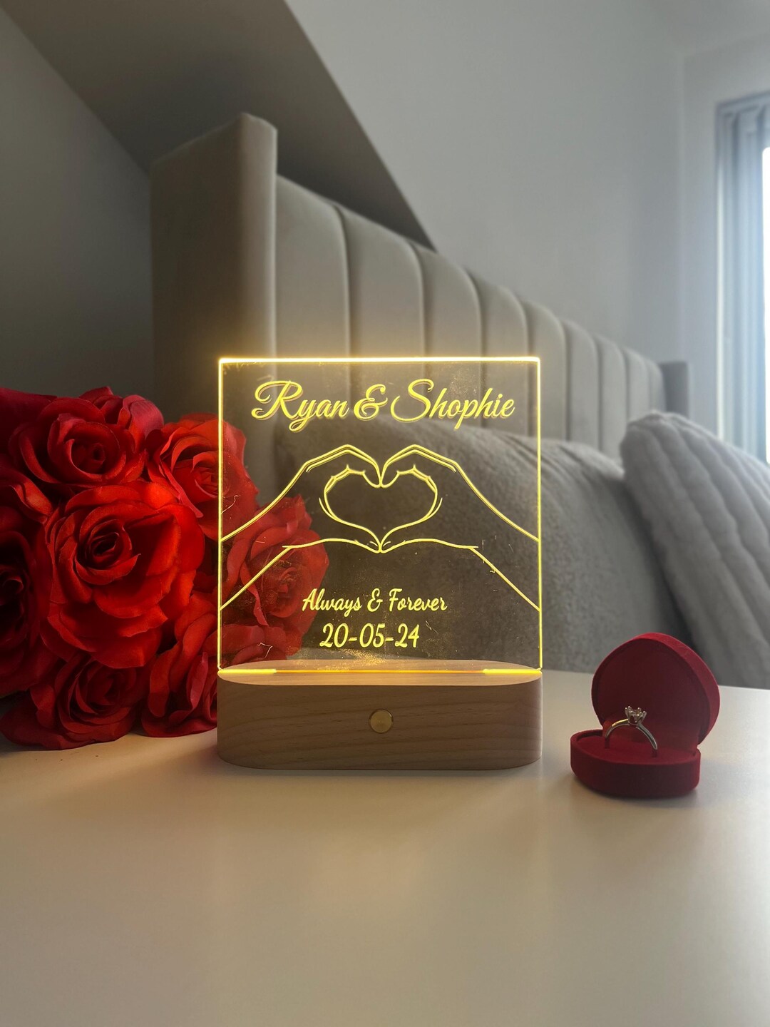 Personalized LED Acrylic Night Light, Custom Couple Name Lamp ...