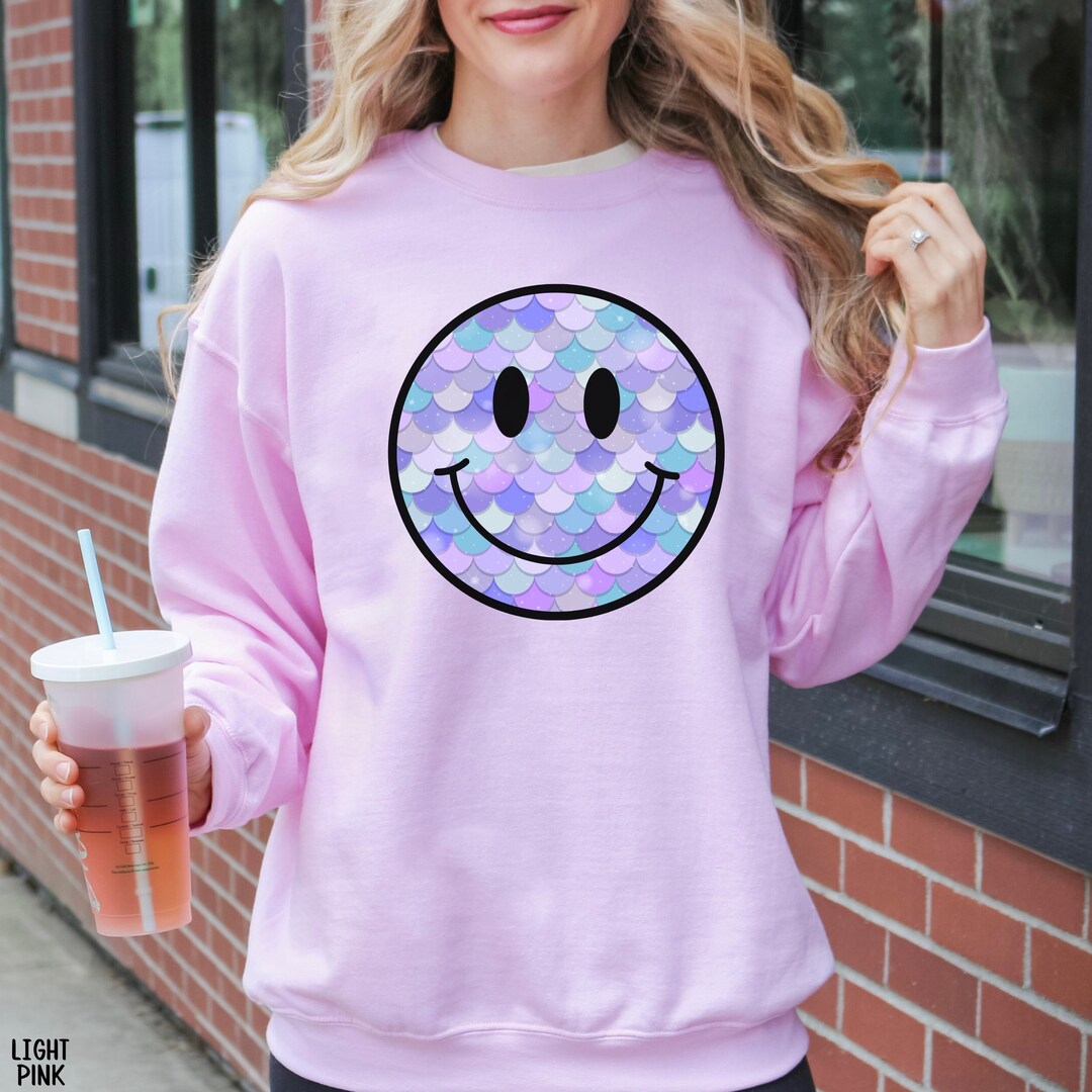 Mermaid Sweatshirt Smiley Face Sweatshirt Mermaid Birthday Shirt ...