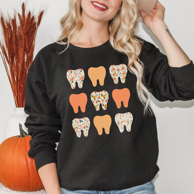 Dental Sweatshirt, Floral Tooth Sweatshirt, Gift for Dentist Crewneck ...
