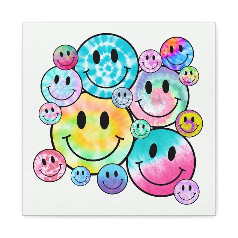 Tie Dye Smiley Face Canvas Smiley Face Sign Happy Face Sign Kids Room ...