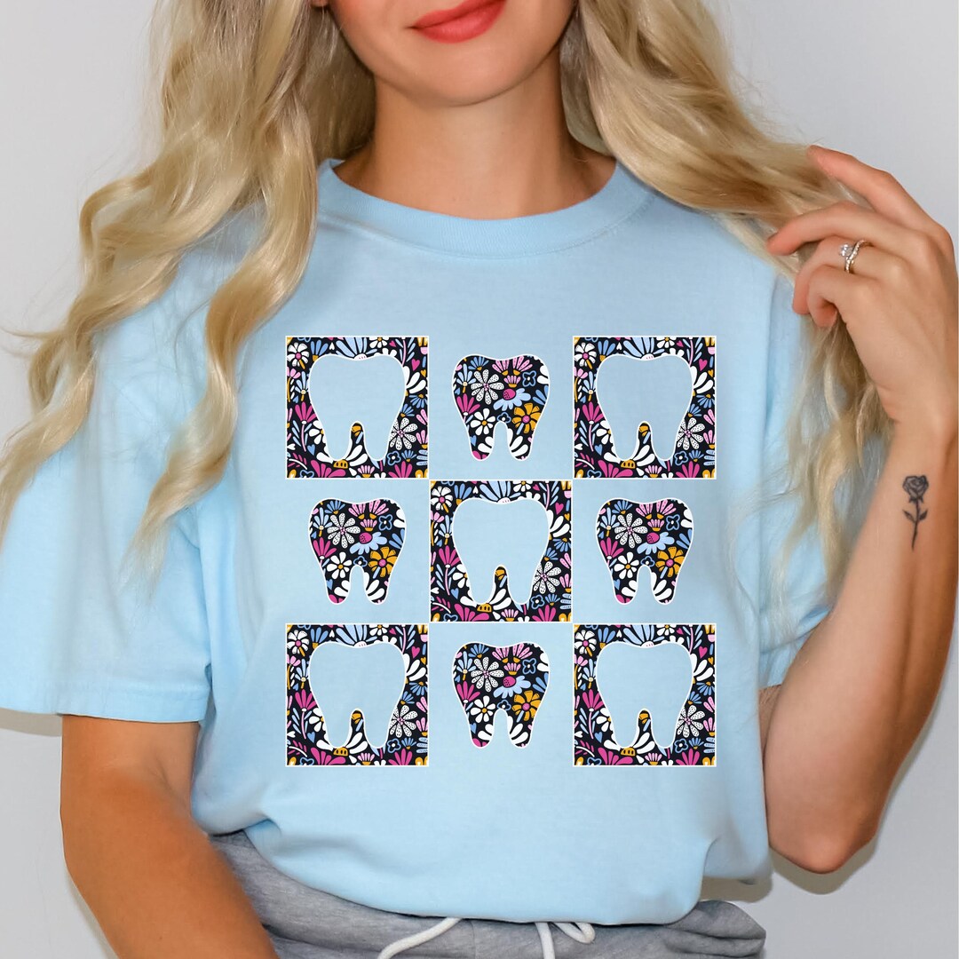 Floral Tooth Shirt Comfort Colors Dental Hygienist Tshirt Floral Dental ...