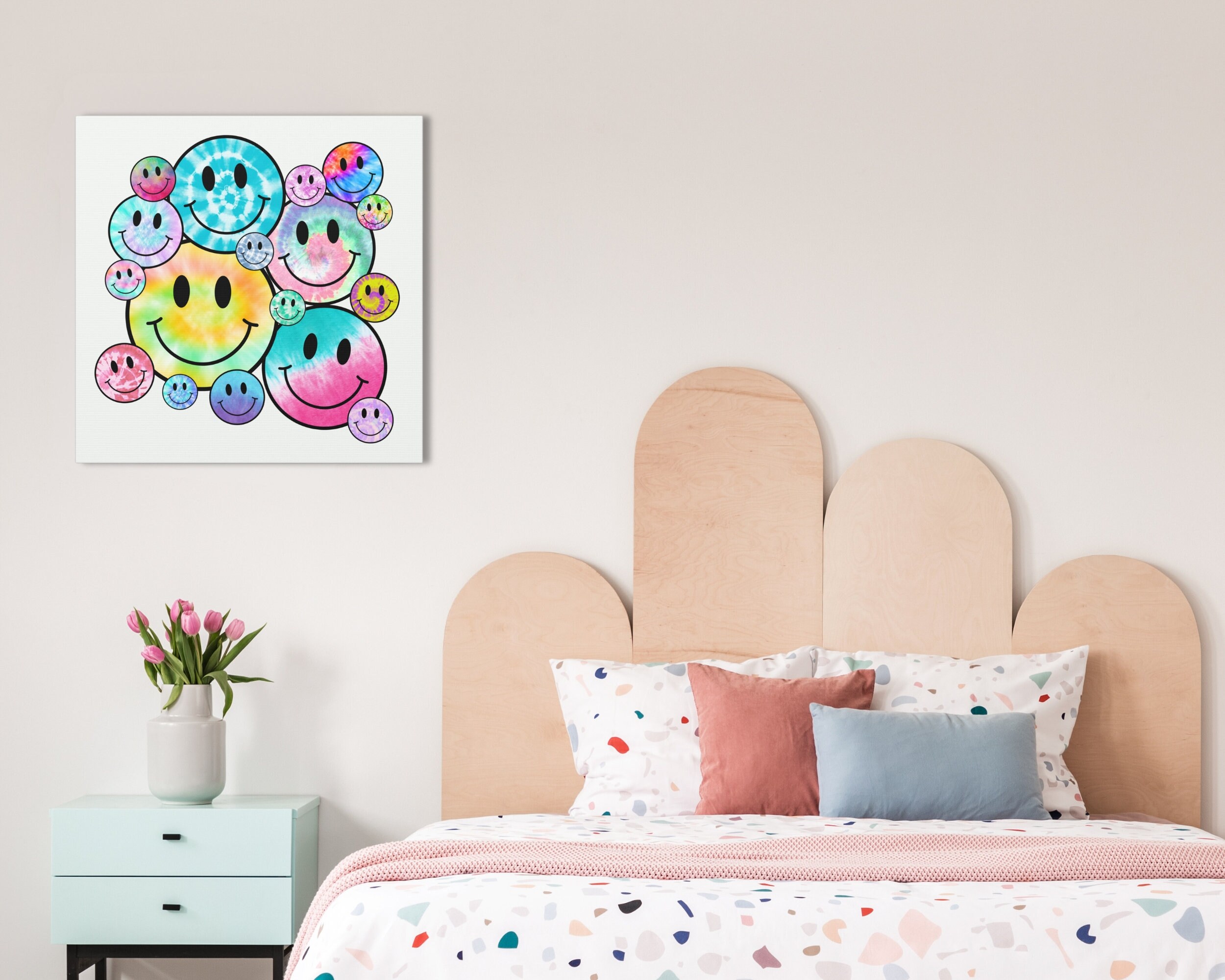 Tie Dye Smiley Face Canvas Smiley Face Sign Happy Face Sign Kids Room ...