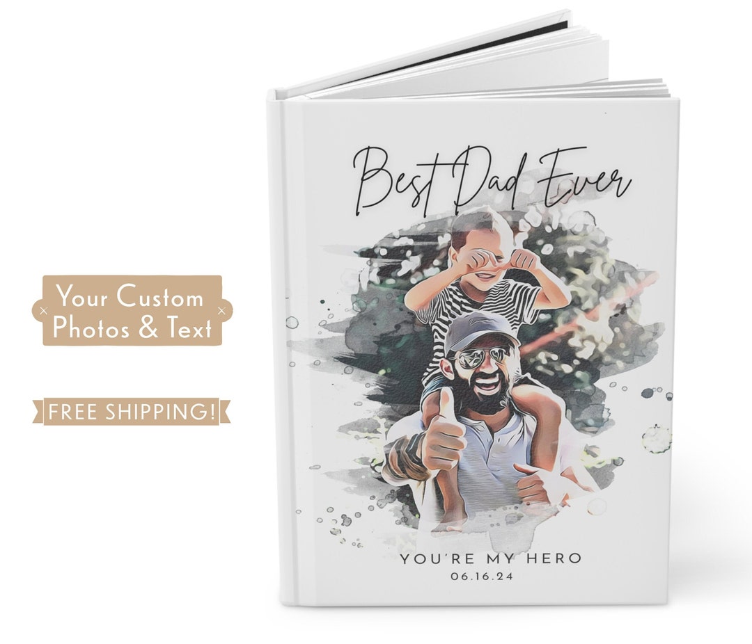 Personalized Father's Day Journal: Custom Watercolor Portrait Notebook ...