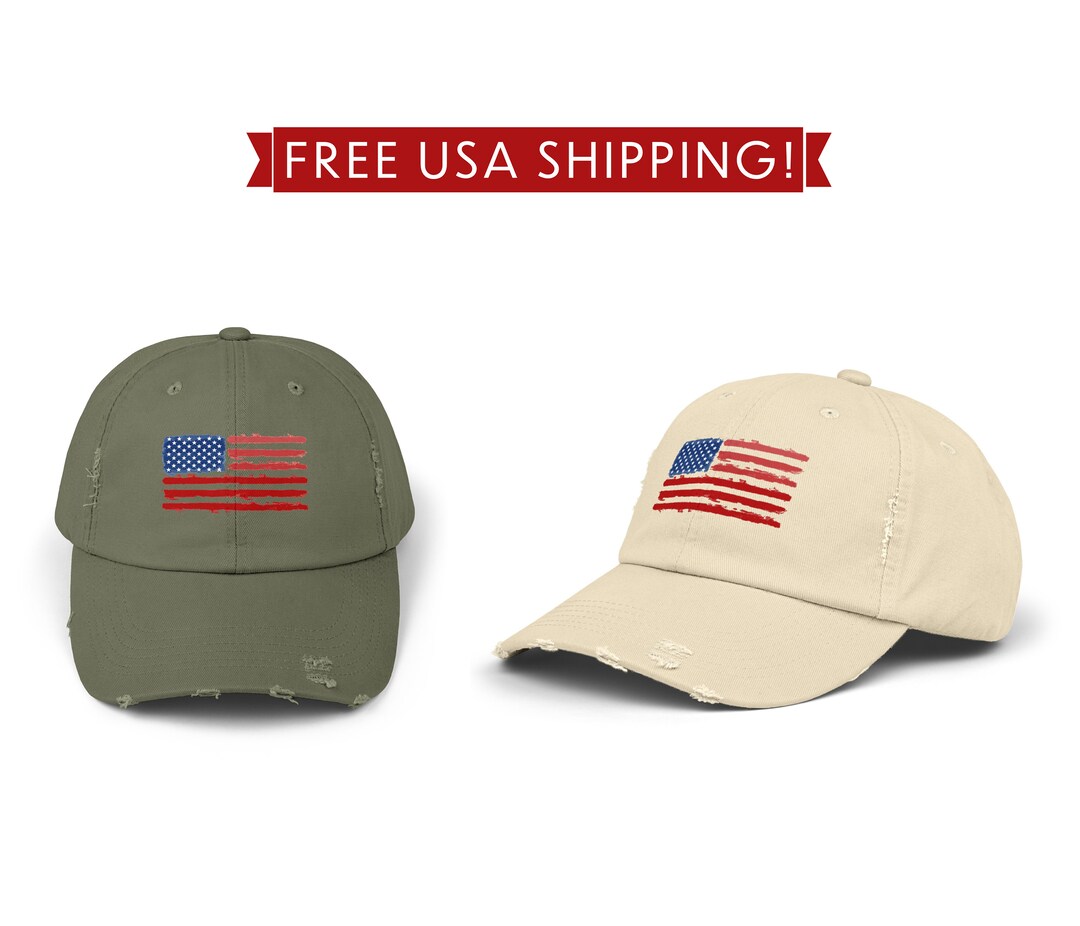American Flag Distressed Hat | 4th of July Hat | Memorial Veterans Day ...