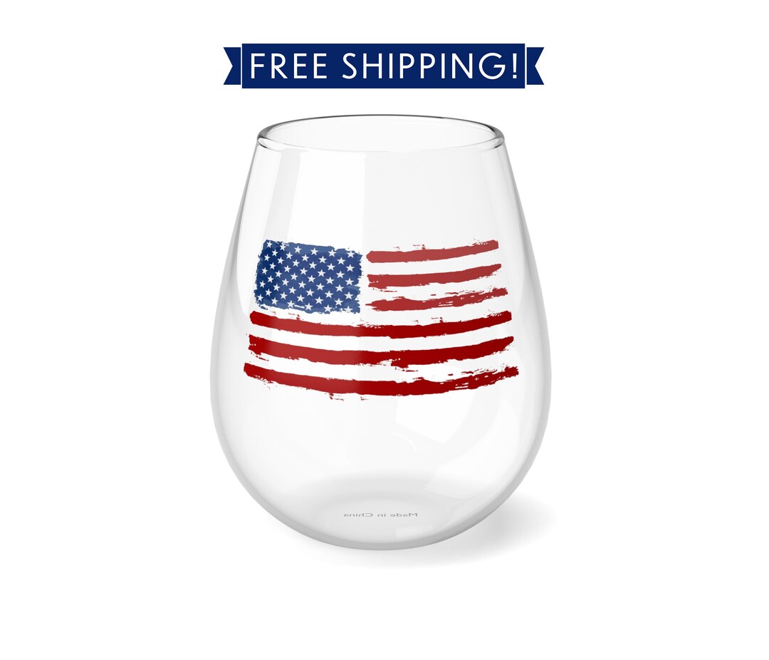 American Flag Wine Glass, Fourth of July Gift for Independence ...