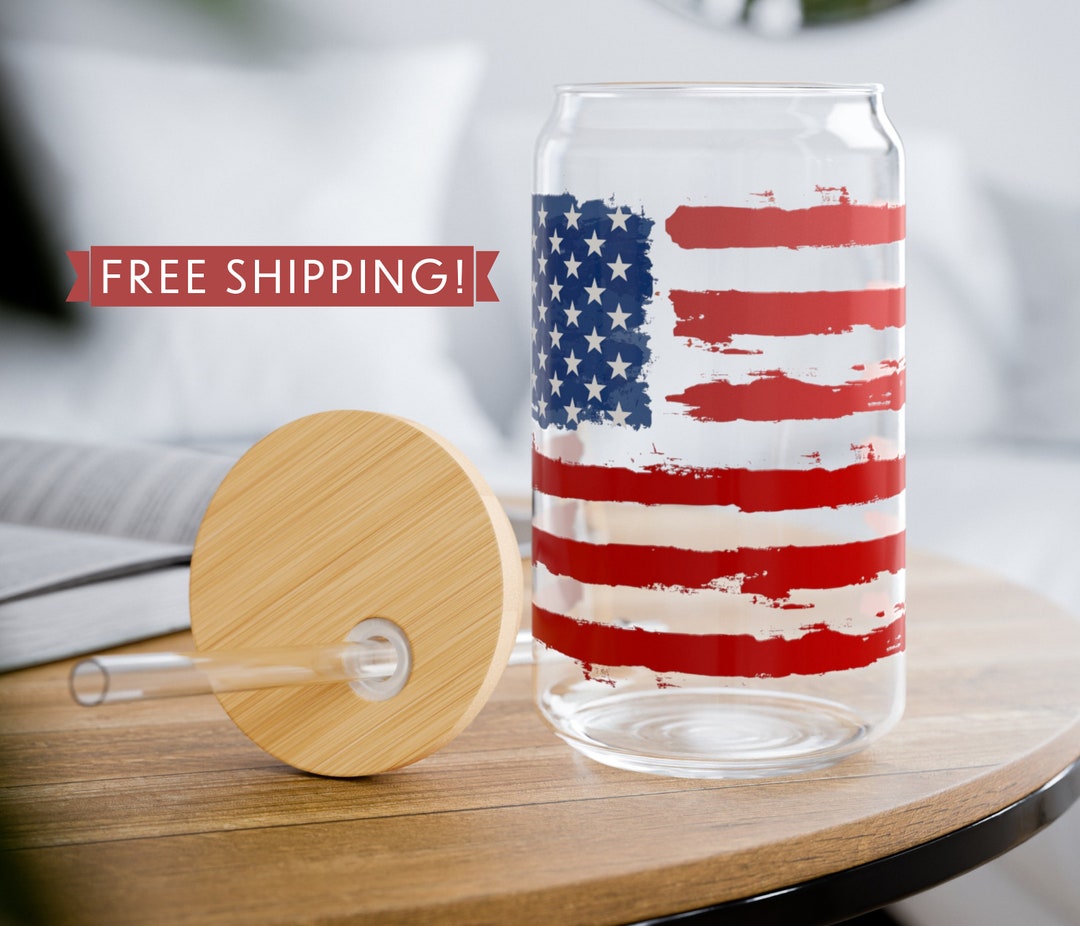 American Flag Sipper Glass, Fourth of July Gift for Independence ...